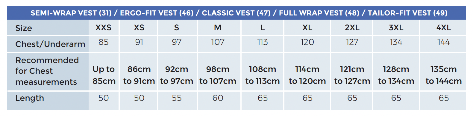 Sizing Chart - Amray Group